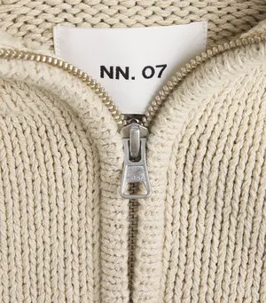 NN.07 Organic Cotton Half-zip Sweater With Ribbed Details