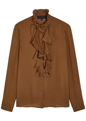 NILI LOTAN Lily Ruffled Silk Blouse