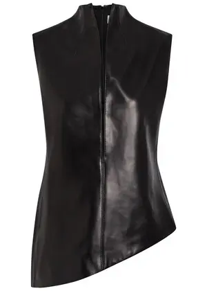 Khaite Von Split-front Asymmetric Leather Top