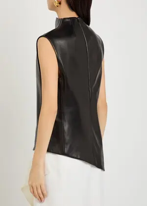 Khaite Von Split-front Asymmetric Leather Top