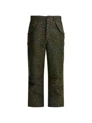 BEAMS Flap-pocket Leopard Print Trousers - Grey