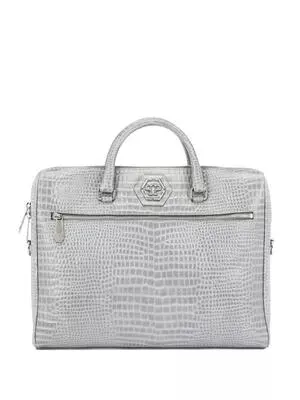 Philipp Plein Logo Detail Laptop Bag - Grey