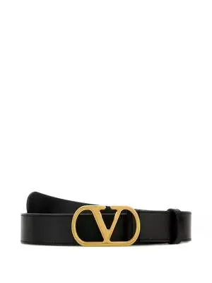 Valentino Garavani Vlogo Leather Belt - Black