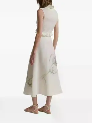Alberta Ferretti Floral Print Midi Skirt - Neutrals