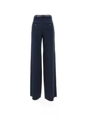 Max Mara Wide Leg Belted Trousers - Blue