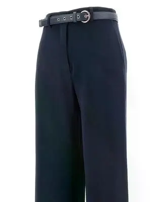 Max Mara Wide Leg Belted Trousers - Blue