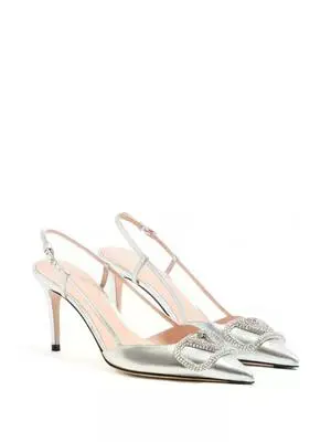 Valentino Garavani Vlogo Signature Slingback Pumps - Silver