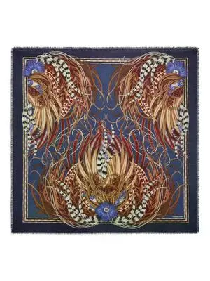 FERRAGAMO Rooster-print Scarf - Blue