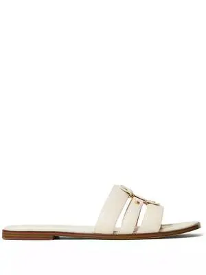 TWINSET Logo-detail Leather Sandals - Neutrals