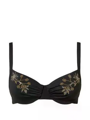 TWINSET Floral-studded Underwired Bikini Top - Black