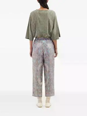 PIERRE-LOUIS MASCIA Aloe Paisley Silk Trousers - Blue