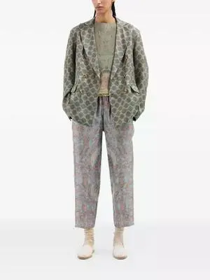 PIERRE-LOUIS MASCIA Aloe Paisley Silk Trousers - Blue