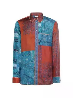 PIERRE-LOUIS MASCIA Aloe Patchwork Paisley Shirt - Blue