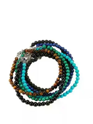 Mateo Lava Rock Beaded Bracelet - Silver