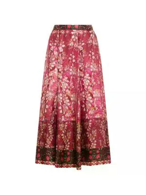 PIERRE-LOUIS MASCIA Floral A-line Midi Skirt - Pink
