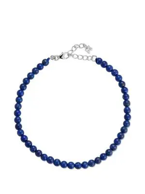 Mateo 4mm Lapis Bead Bracelet Silver