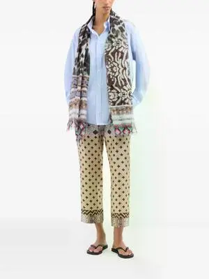 PIERRE-LOUIS MASCIA Geometric Silk Trousers - Neutrals