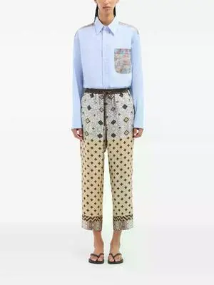 PIERRE-LOUIS MASCIA Geometric Silk Trousers - Neutrals