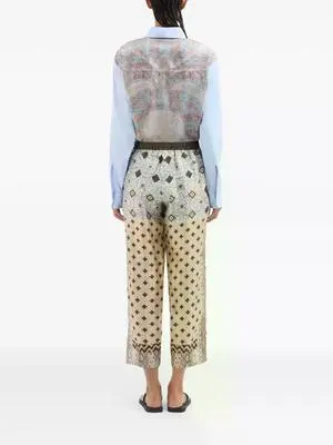 PIERRE-LOUIS MASCIA Geometric Silk Trousers - Neutrals