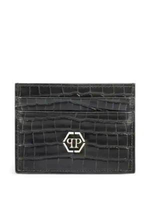 Philipp Plein Logo-plaque Leather Card Holder - Black