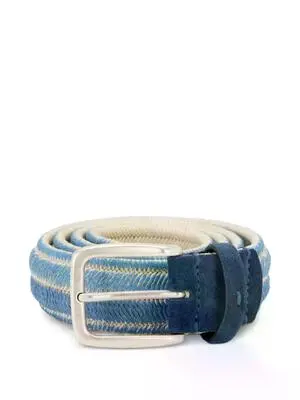MOORER Suede Buckle Belt - Blue