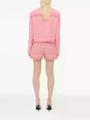 MSGM Fringed-hem Tweed Shorts