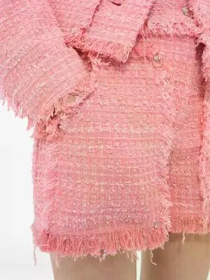 MSGM Fringed-hem Tweed Shorts