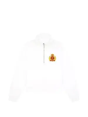 SPORTY & RICH Embroidered Half Zip Sweater - White