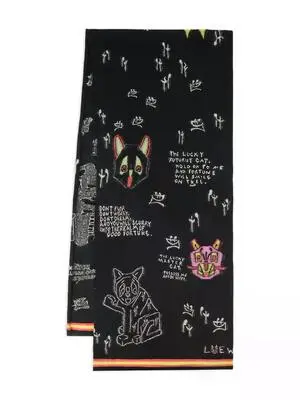Loewe Embroidered Scarf - Black