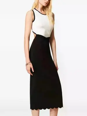 TWINSET Scalloped-edge Two-tone Midi Dress