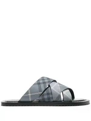 Burberry Check Pattern Slides - Grey