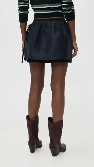 DUNST Layered Pleated Satin Skirt