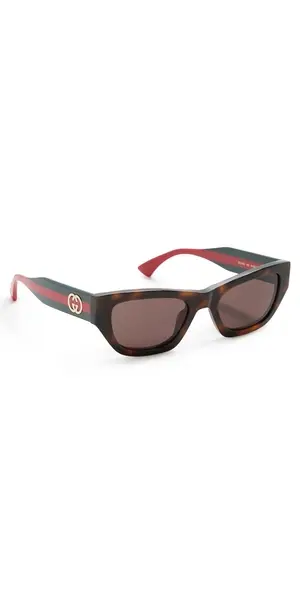 Gucci Web Stripe Cat Eye Sunglasses - Havana/green/brown