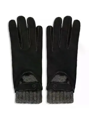 MOORER Knitted Leather Gloves - Black