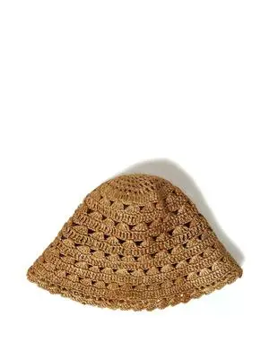 TWINSET Woven Hat With Logo Detail - Brown