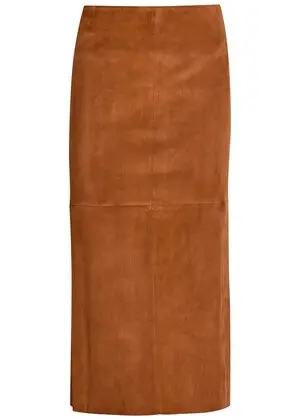 Stouls Winona Split-hem Suede Midi Skirt