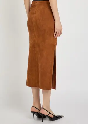 Stouls Winona Split-hem Suede Midi Skirt