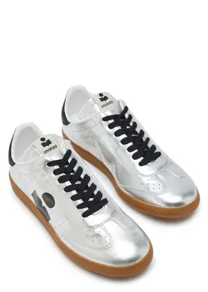 Isabel Marant Étoile Kaycee Logo Metallic Leather Sneakers - Silver