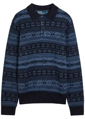 Polo Ralph Lauren Patterned-intarsia Wool-blend Polo Shirt