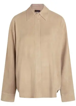 Stouls Simone Oversized Suede Shirt - Beige