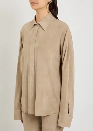 Stouls Simone Oversized Suede Shirt - Beige