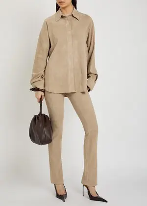 Stouls Simone Oversized Suede Shirt - Beige