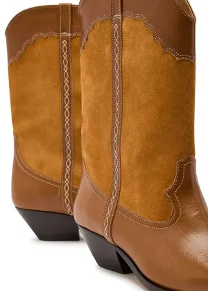 Isabel Marant Étoile Duerto Western Panelled Leather Mid-calf Boots - Tan