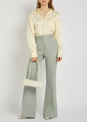 Stella McCartney Bootcut Wool Trousers - Sage
