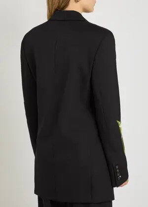 Stella McCartney Boyfriend Floral-embroidered Wool Blazer - Black