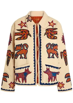 MOTHER Appliqué Design Cotton Jacket - Beige