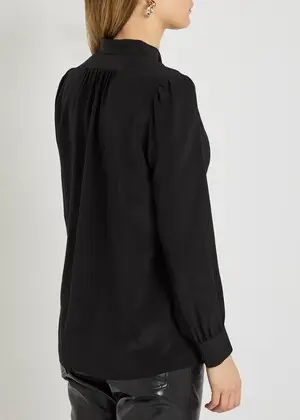 NILI LOTAN Colt Tie-neck Silk Blouse - Black