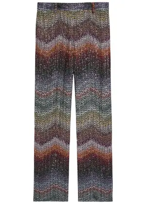 Missoni Sequin-embellished Zigzag Knit Trousers - Multicoloured 1