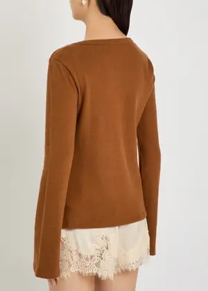 REFORMATION Millie V-neck Knit Top - Brown
