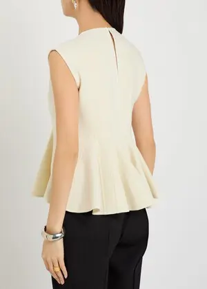Another Tomorrow Double Face Flared-hem Stretch-wool Top